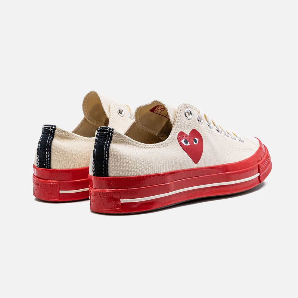 Converse x CDG Comme Des Garcons Low Heart Cream Red Trainers – THE ...