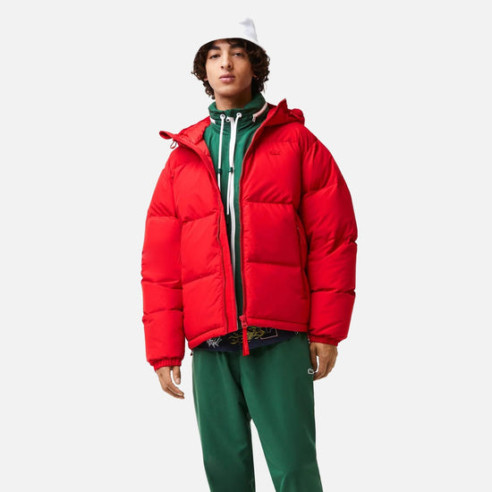 Men's Lacoste Hooded Puffer Jacket - Red – THE SNEAKER OUTLET