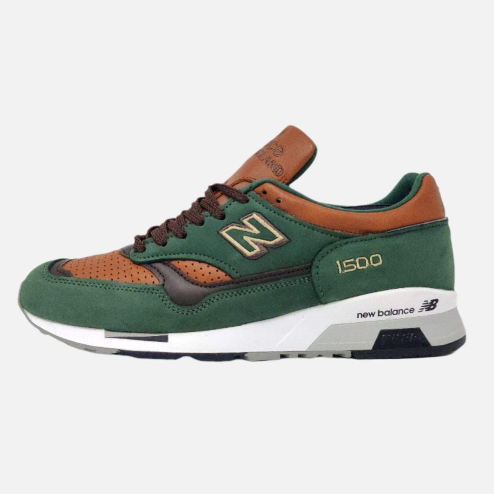 Men's New Balance 1500 GT Green Brown Suede Trainers - THE SNEAKER OUTLET